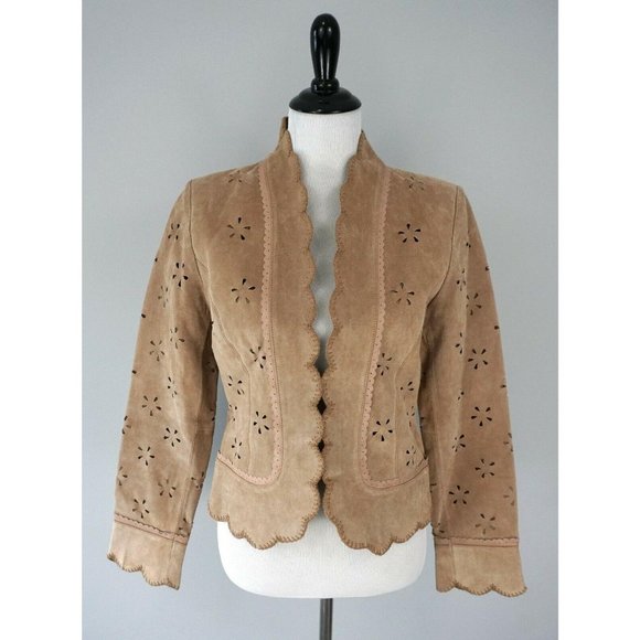 Boston Proper | Jackets & Coats | Boston Proper Brown Leather Floral ...